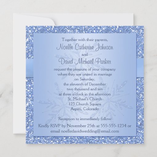 Ice Blue Snowflakes Square Wedding Invitation | Zazzle