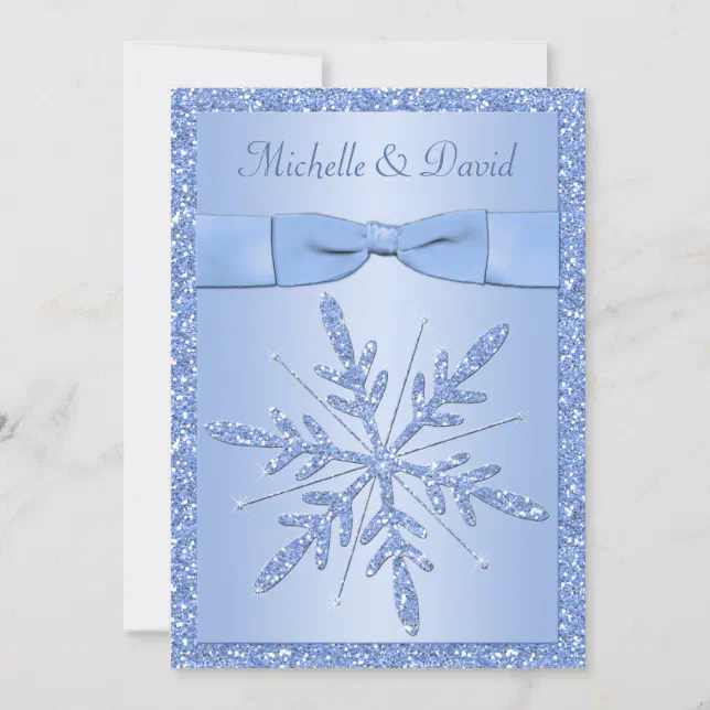 Ice Blue Snowflakes Wedding Invitation | Zazzle