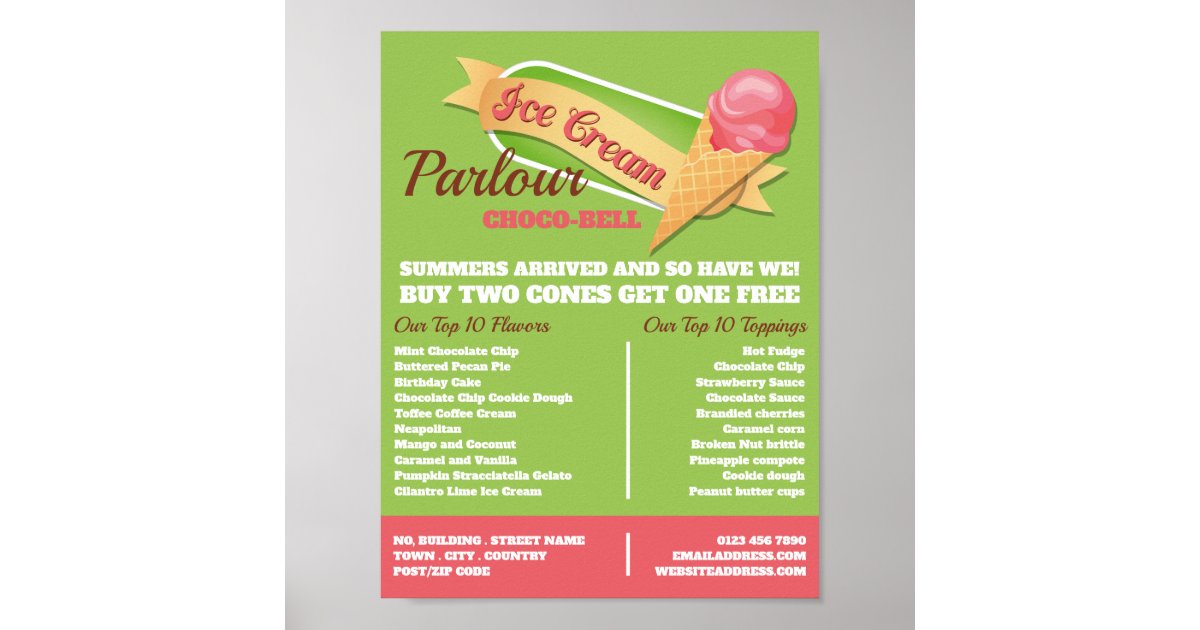 Ice Cream Logo, Ice Cream Parlour Advertising Poster | Zazzle