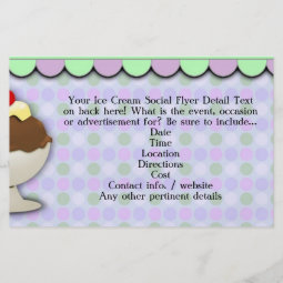 Ice Cream Social, Purple/Green Stripe Sundae Flyer | Zazzle
