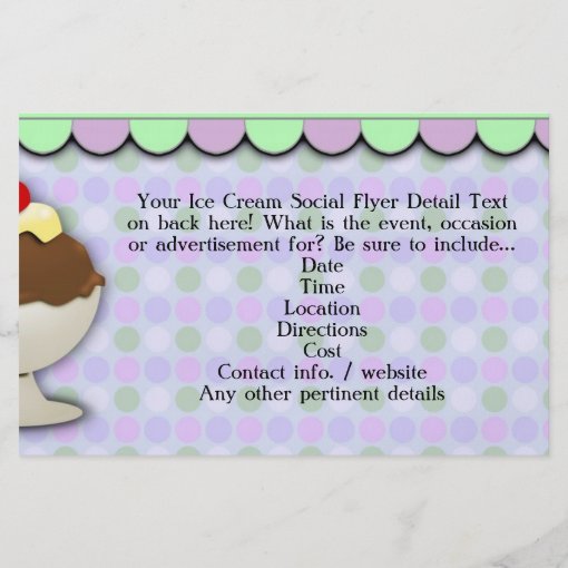 Ice Cream Social, Purple/Green Stripe Sundae Flyer | Zazzle