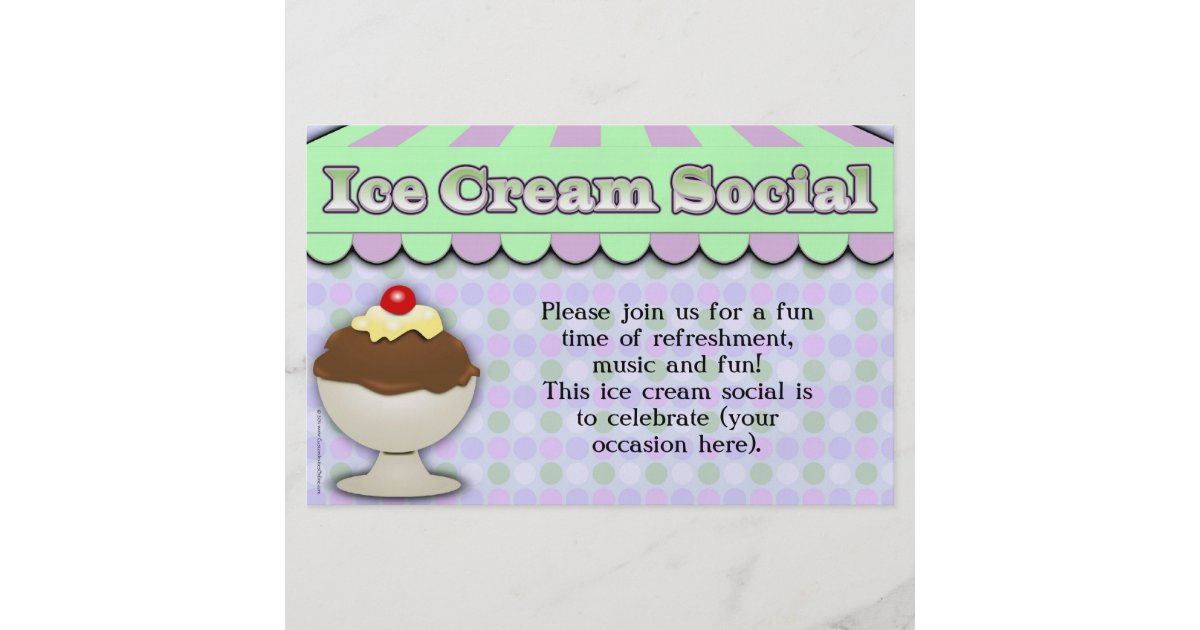 Ice Cream Social, Purple/Green Stripe Sundae Flyer | Zazzle