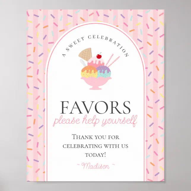 Ice Cream Sundae Heres the Scoop Sweet Favours Sig Poster | Zazzle