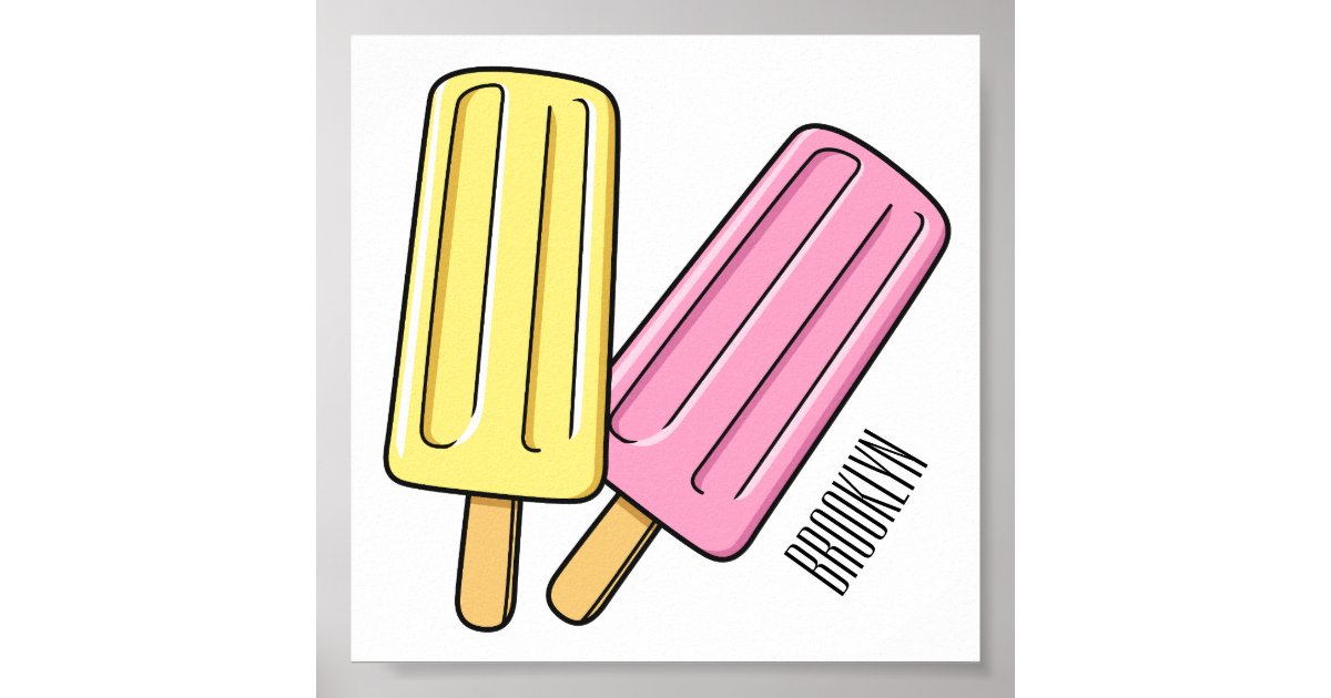 Ice pop cartoon illustration poster | Zazzle