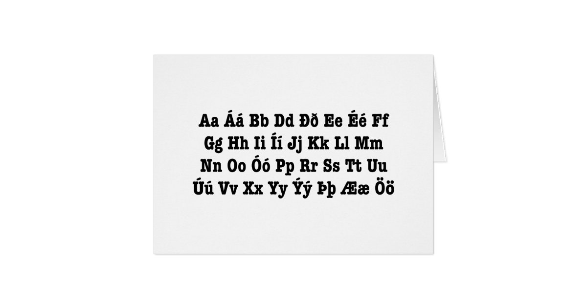 Icelandic Alphabet [Íslenska Stafrófið] Card | Zazzle