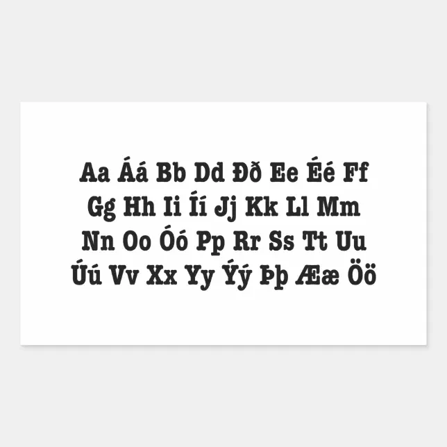 Icelandic Alphabet [Íslenska Stafrófið] Rectangular Sticker | Zazzle