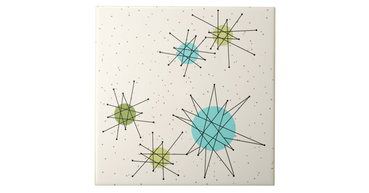 Iconic Atomic Starbursts Large Ceramic Tile | Zazzle