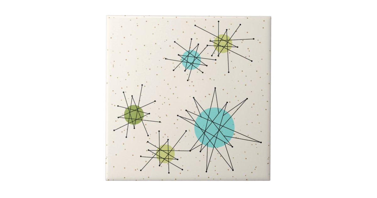 Iconic Atomic Starbursts Small Ceramic Tile | Zazzle