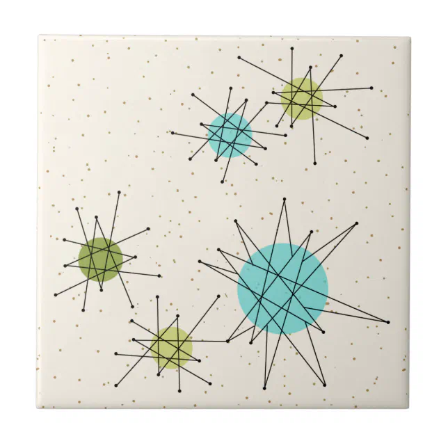 Iconic Atomic Starbursts Small Ceramic Tile | Zazzle