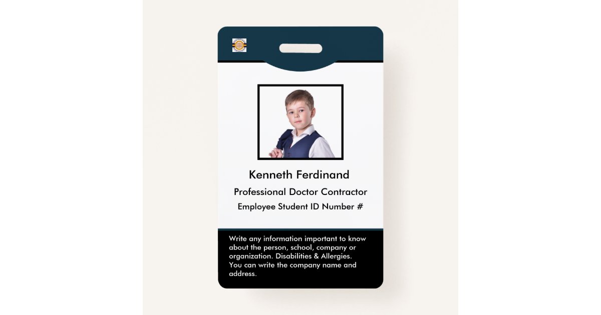 ID Identification Card Bar Code Photo Badge ID Badge | Zazzle