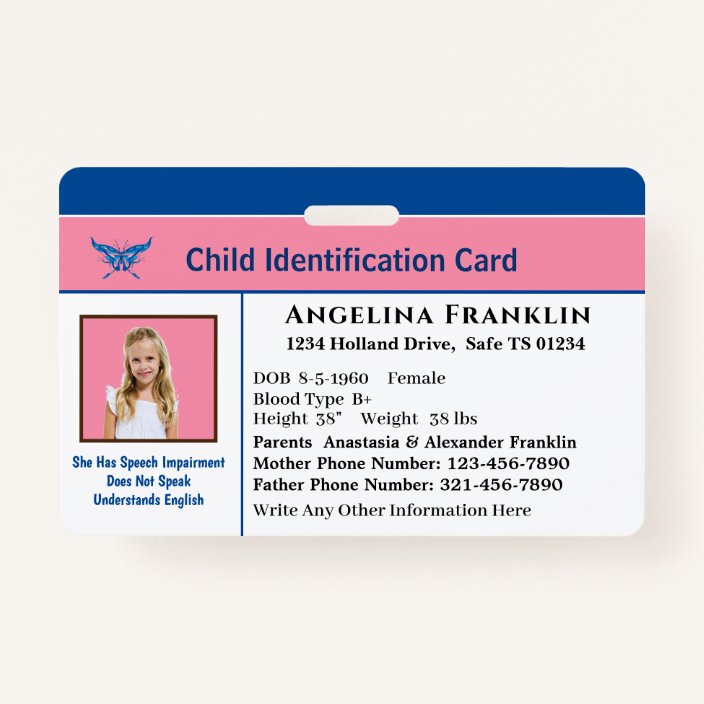 Id Identification Card Boy Girl Child Photo Custom ID Badge | Zazzle.co.uk