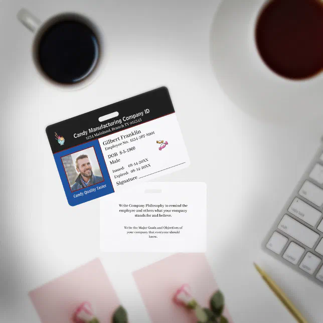 ID Identification Card Employee Photo Custom Badge | Zazzle