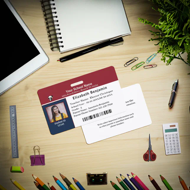 ID Identification Card Student Child Kids School Badge | Zazzle