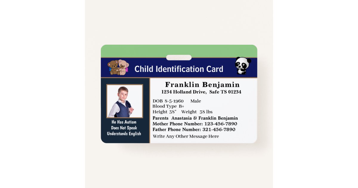 Id Identification Cards Kids Child Photo Custom ID Badge | Zazzle