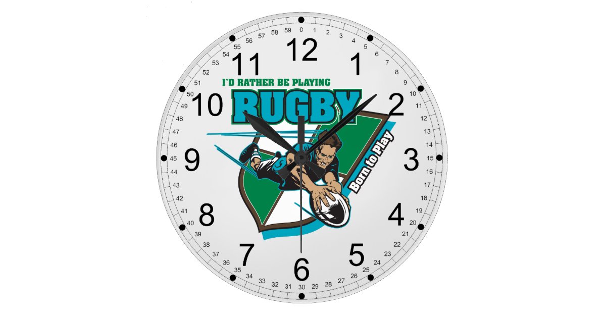 I'd Rather Be Playing Rugby Large Clock | Zazzle.co.uk