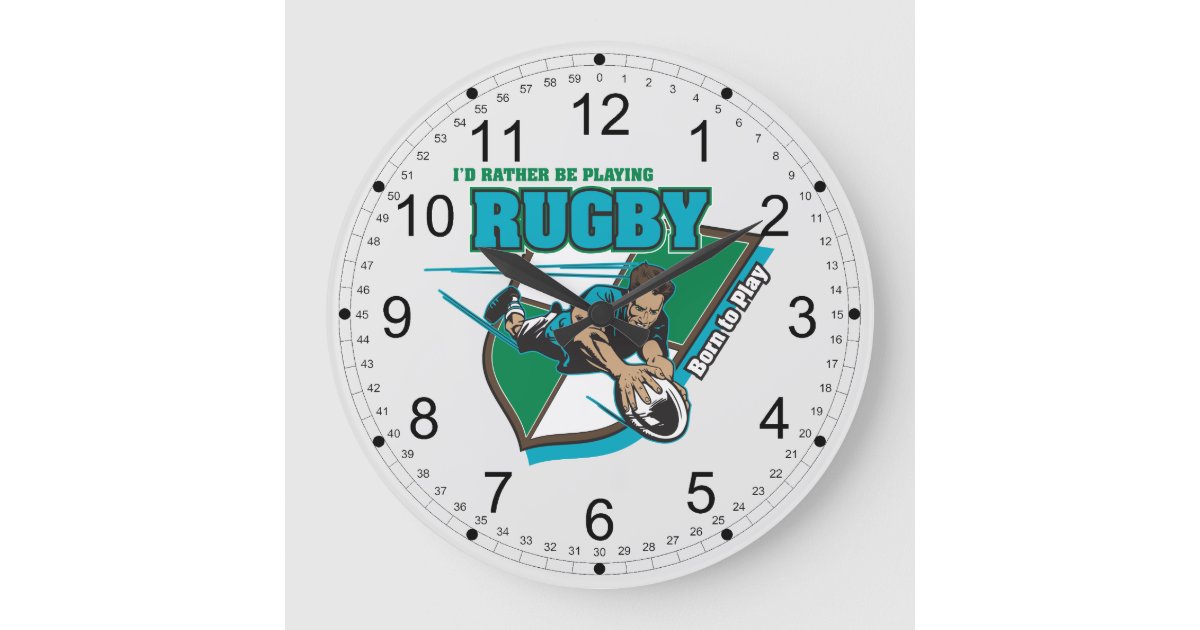 I'd Rather Be Playing Rugby Large Clock | Zazzle