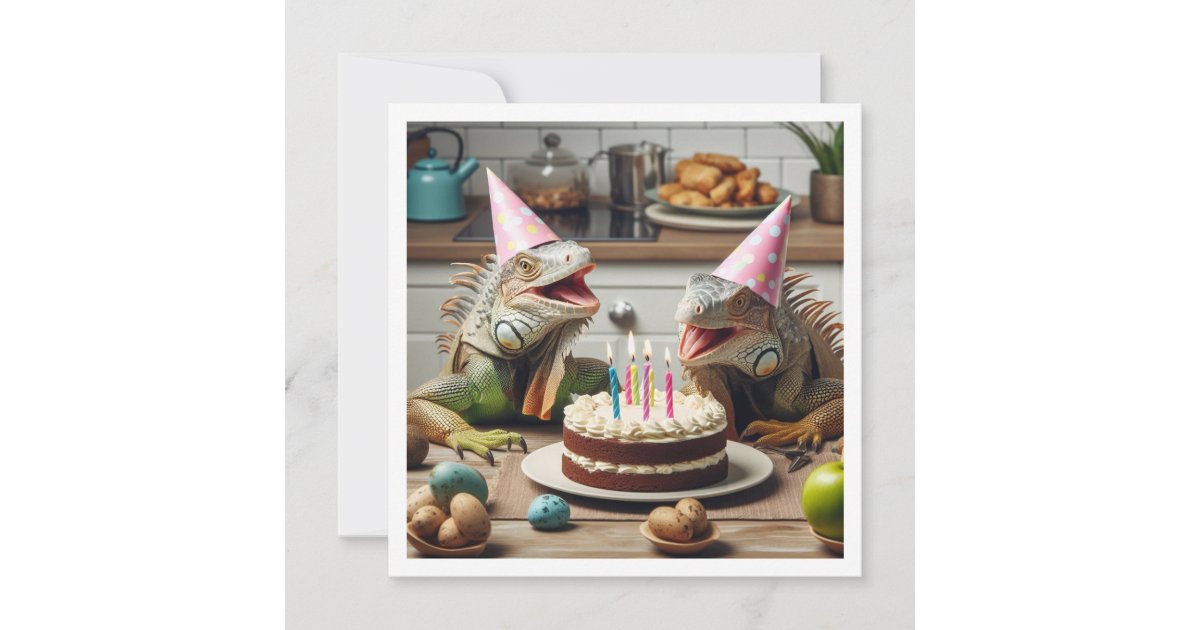 Iguana party animals, reptile birthday invitation | Zazzle