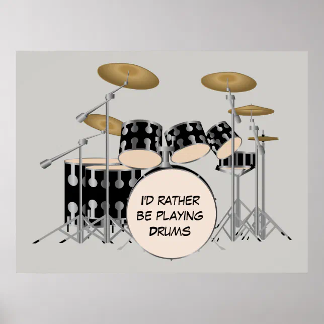 Illustrated Drum Set Poster | Zazzle
