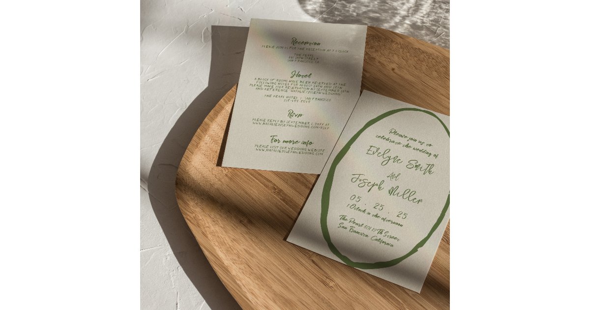 Illustrated Hand Drawn Written All In One Wedding Invitation | Zazzle