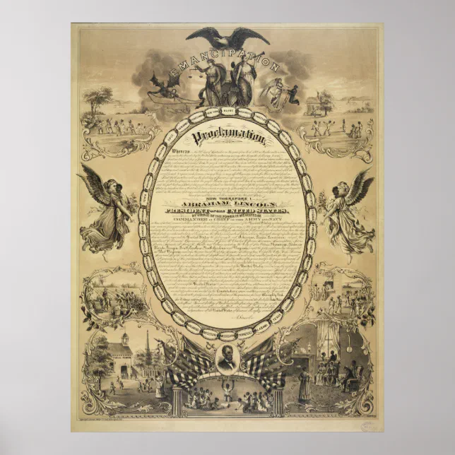 Illustrated Image of the Emancipation Proclamation Poster | Zazzle