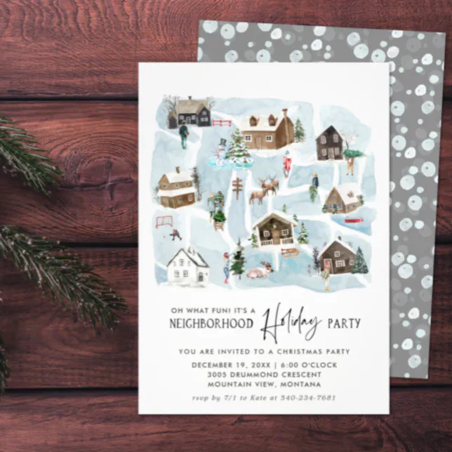 Illustrated Map | Neighbourhood Holiday Party Invitation | Zazzle