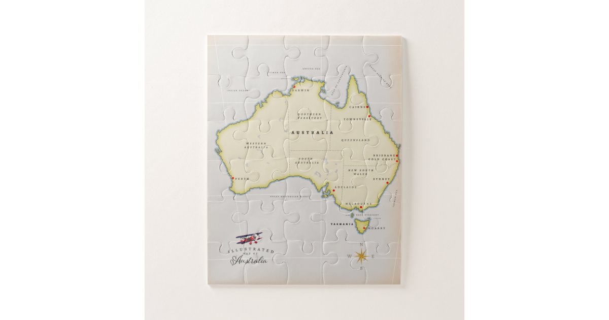 Illustrated map of Australia Jigsaw Puzzle | Zazzle