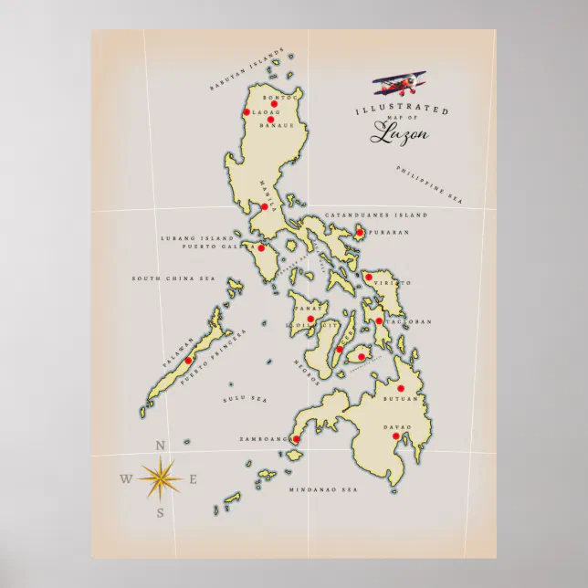 Illustrated map of Luzon Philippines map Poster | Zazzle