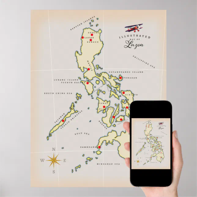 Illustrated map of Luzon Philippines map Poster | Zazzle