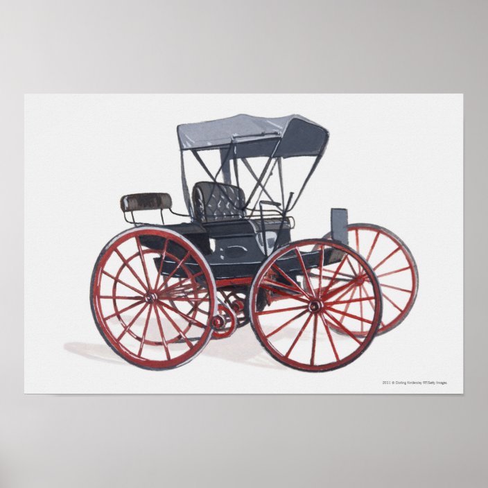 Illustration of horseless carriage poster | Zazzle.co.uk