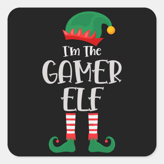 Im The Gamer Elf Matching Christmas Square Sticker | Zazzle