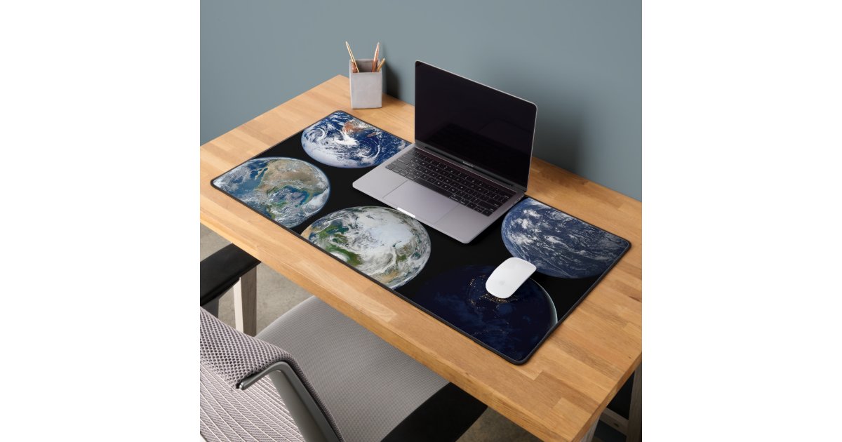 Image Comparison Of Iconic Views Of Planet Earth. Desk Mat | Zazzle