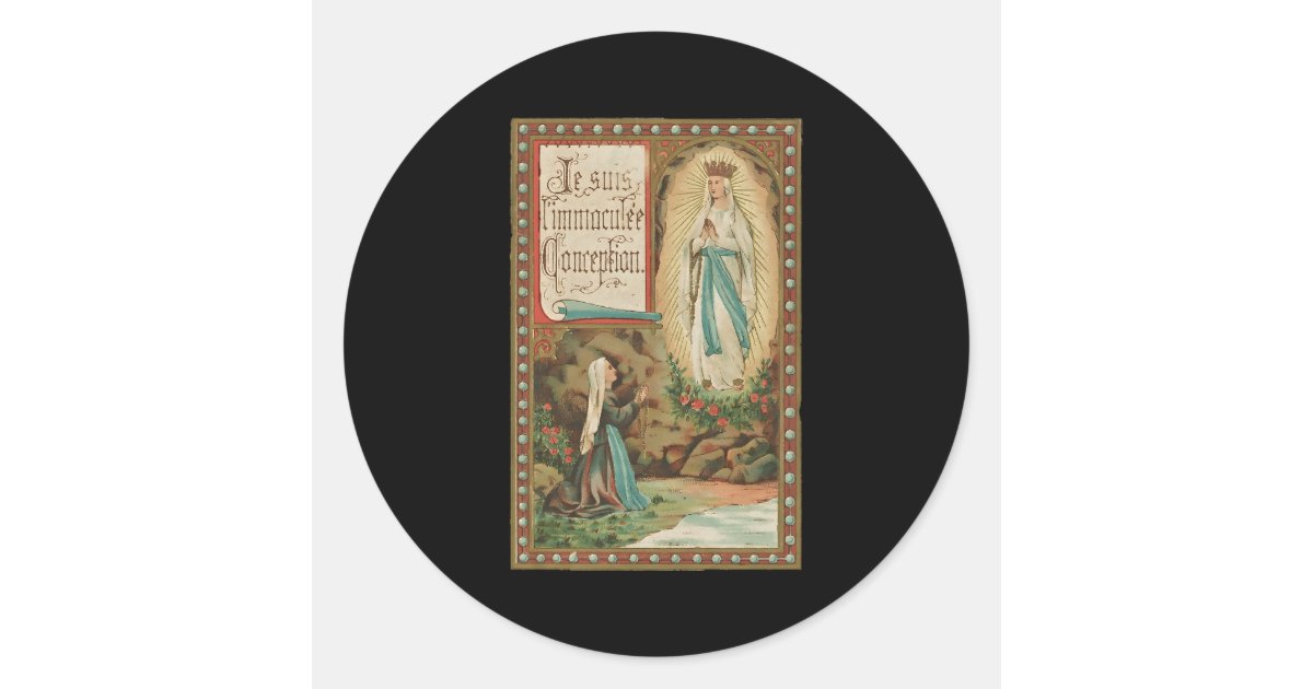 Immaculate Conception Our Lady Lourdes Bernadette Classic Round Sticker | Zazzle