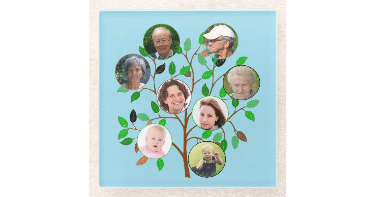 Immediate Family Tree Custom Photo Glass Coaster | Zazzle