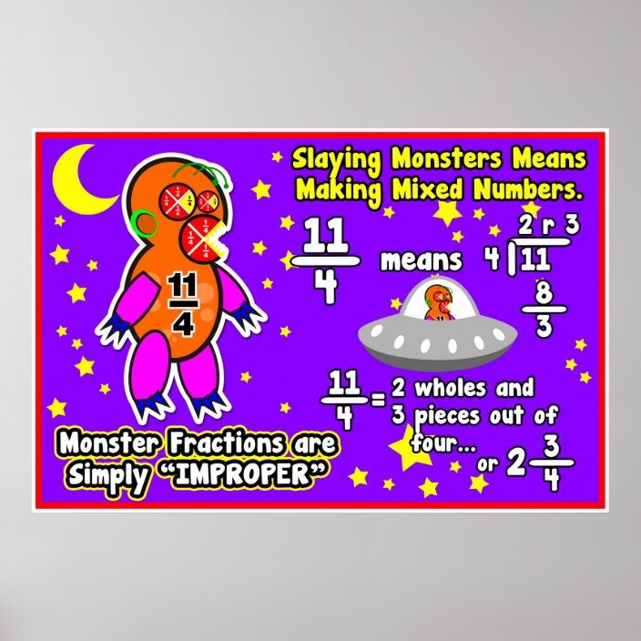 Improper Fraction = Poster/Anchor Cards Poster | Zazzle.co.uk
