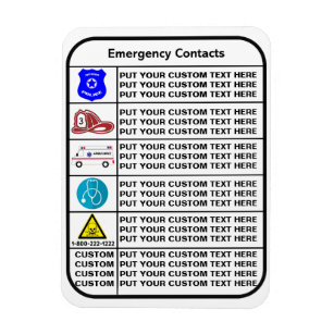 Emergency Numbers Magnets | Zazzle UK