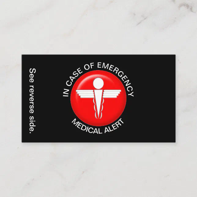 IN CASE OF EMERGENCY Medical Alert Card | Zazzle