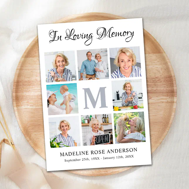 In Loving Memory 8 Photo Collage Funeral Sympathy Thank You Card | Zazzle