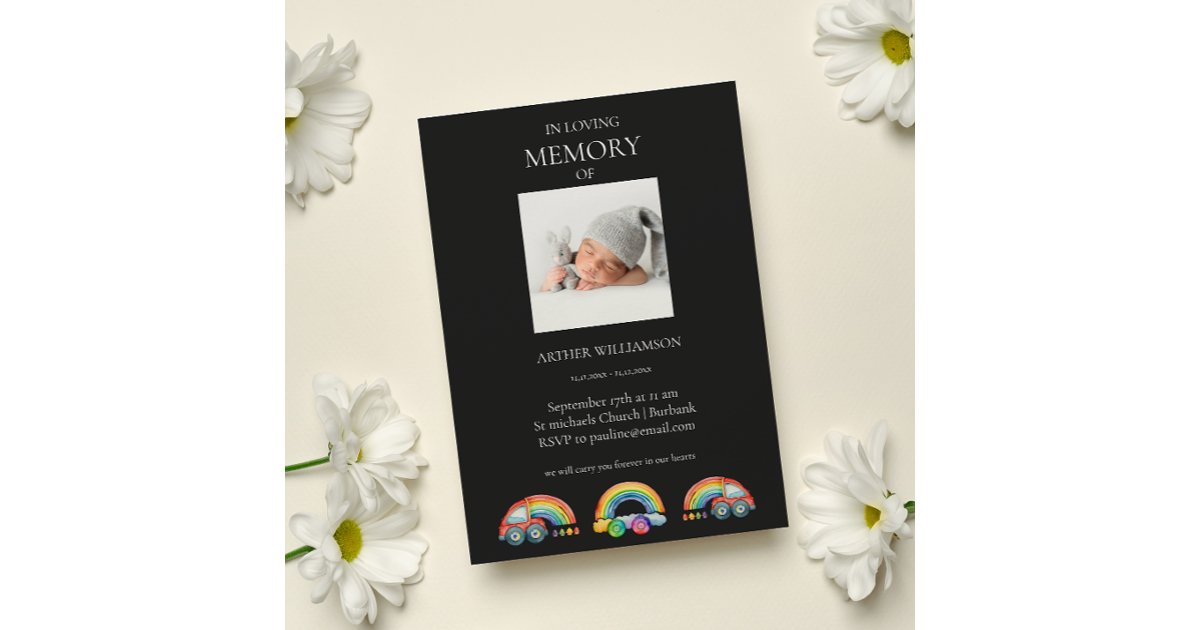 In loving memory child funeral invitation | Zazzle