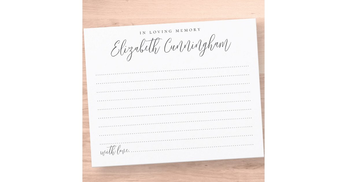 In Loving Memory Classic Simple Attendance Card | Zazzle