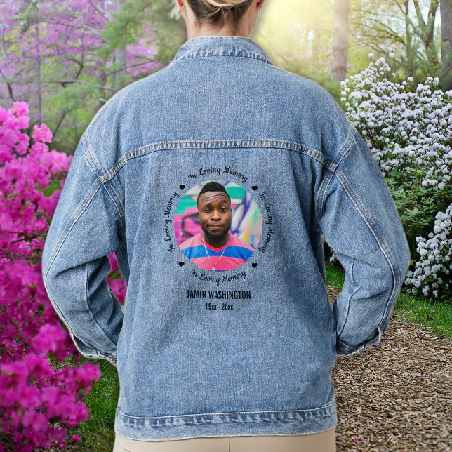 In Loving Memory Custom Photo Memorial Denim Jacket | Zazzle