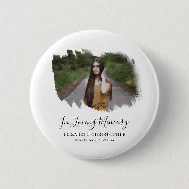 In Loving Memory Custom Photo Memorial Funeral 6 Cm Round Badge | Zazzle