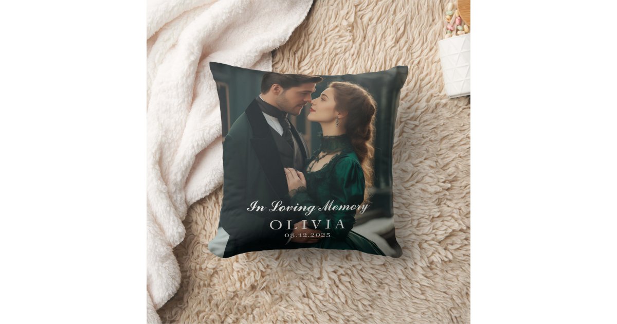 In Loving Memory Custom Photo Square Cushion | Zazzle