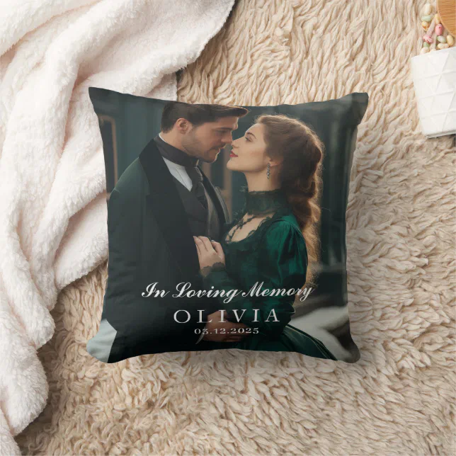 In Loving Memory Custom Photo Square Cushion | Zazzle