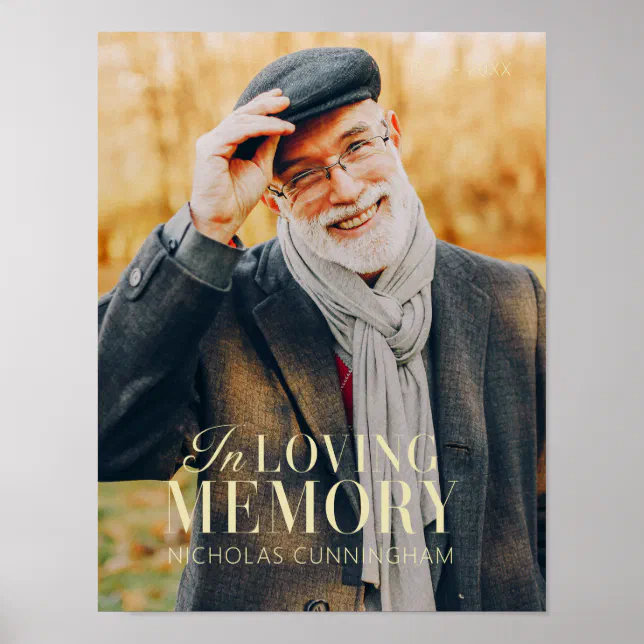 In Loving Memory Modern Elegant Photo Memorial Poster | Zazzle