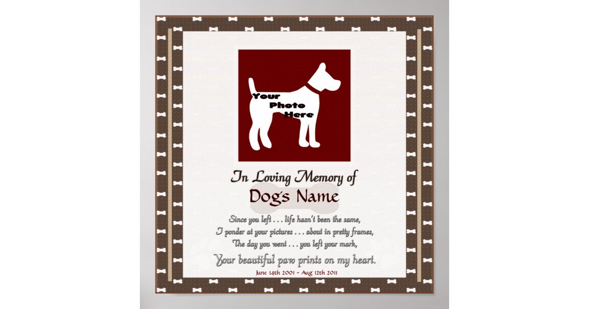 In Loving Memory of Your Dog (brown) Poster | Zazzle