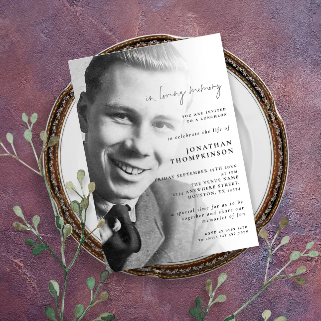 In Loving Memory Photo Funeral Luncheon Invitation | Zazzle