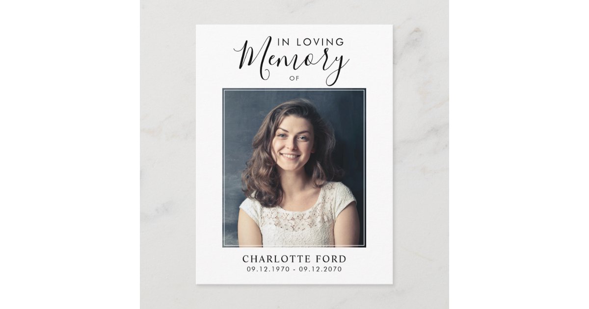 In Loving Memory Photo Funeral Service Memorial Postcard | Zazzle