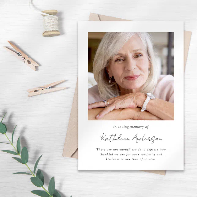 In Loving Memory Photo Funeral Thank You Card | Zazzle