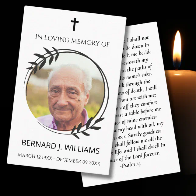 In Loving Memory Photo Memorial Prayer Card | Zazzle