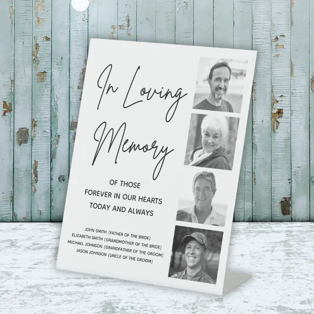 In Loving Memory Photo & Names Wedding Memorial Pedestal Sign | Zazzle